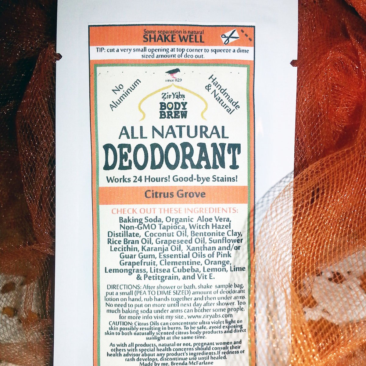 Deodorant Free Samples - PACK OF THREE - Ziryabs Body Brew